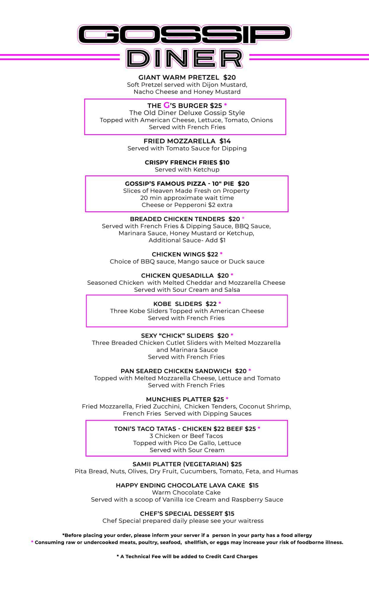 Menu – Gossip Gentlemens Club and Lounge