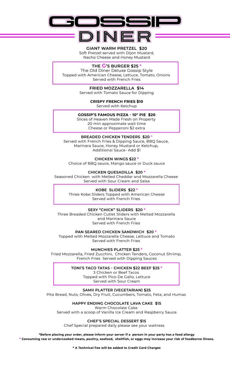 Menu – Gossip Gentlemens Club and Lounge